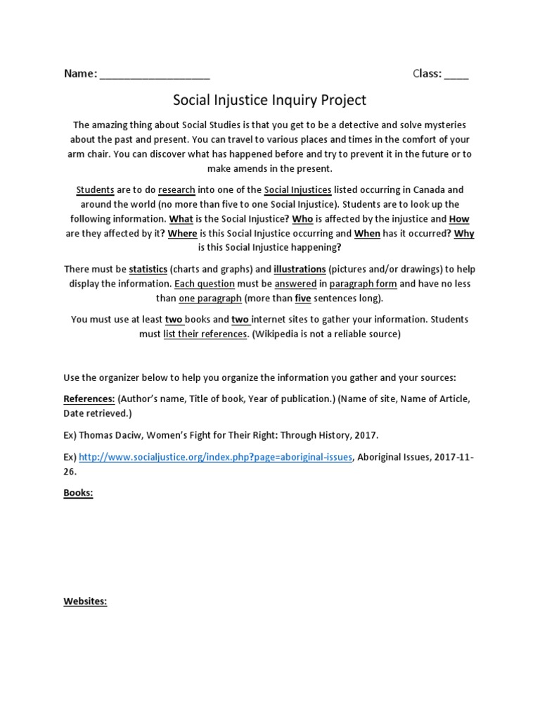 Social Injustice Inquiry Project | PDF | Career & Growth | Social Science