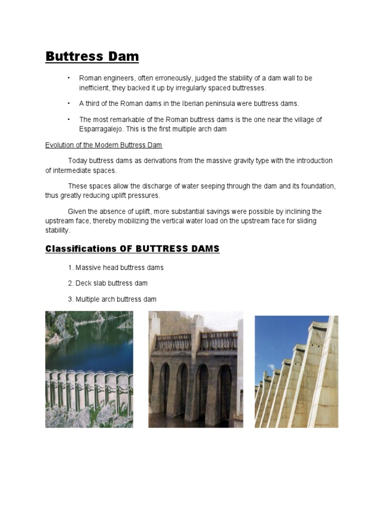 Buttress Dam: Classifications OF BUTTRESS DAMS | PDF | Dam | Spillway