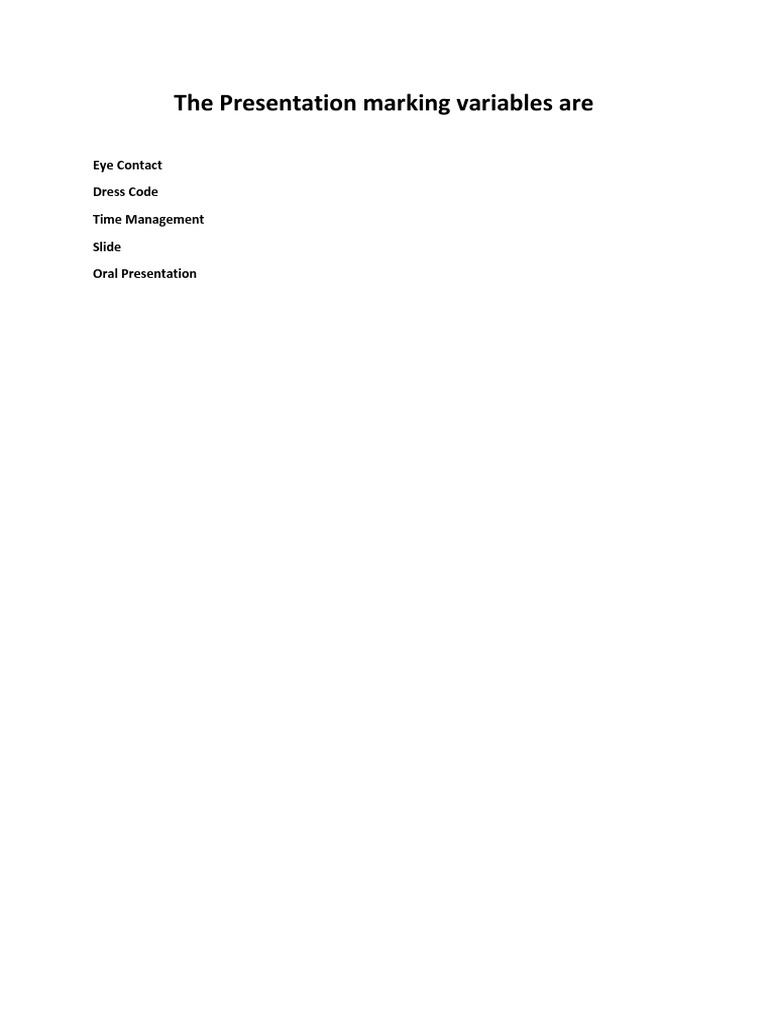 The Presentation Marking Variables | PDF | Art