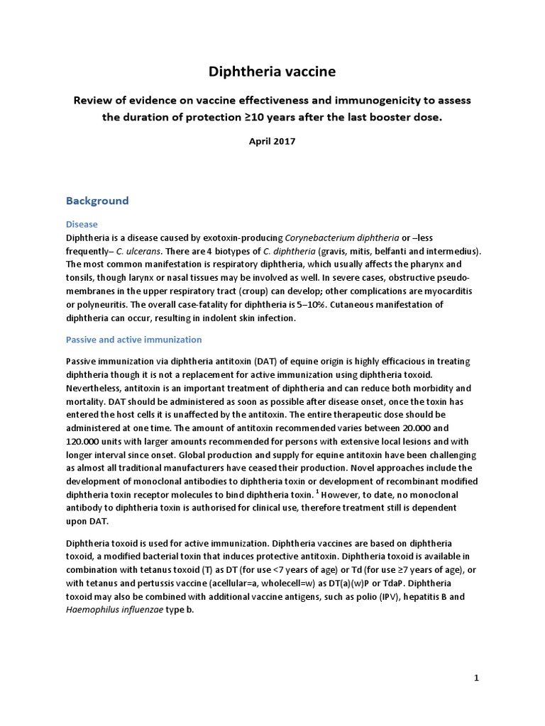 2 Review Diphtheria Results April2017 Final Clean PDF | PDF | Vaccines ...