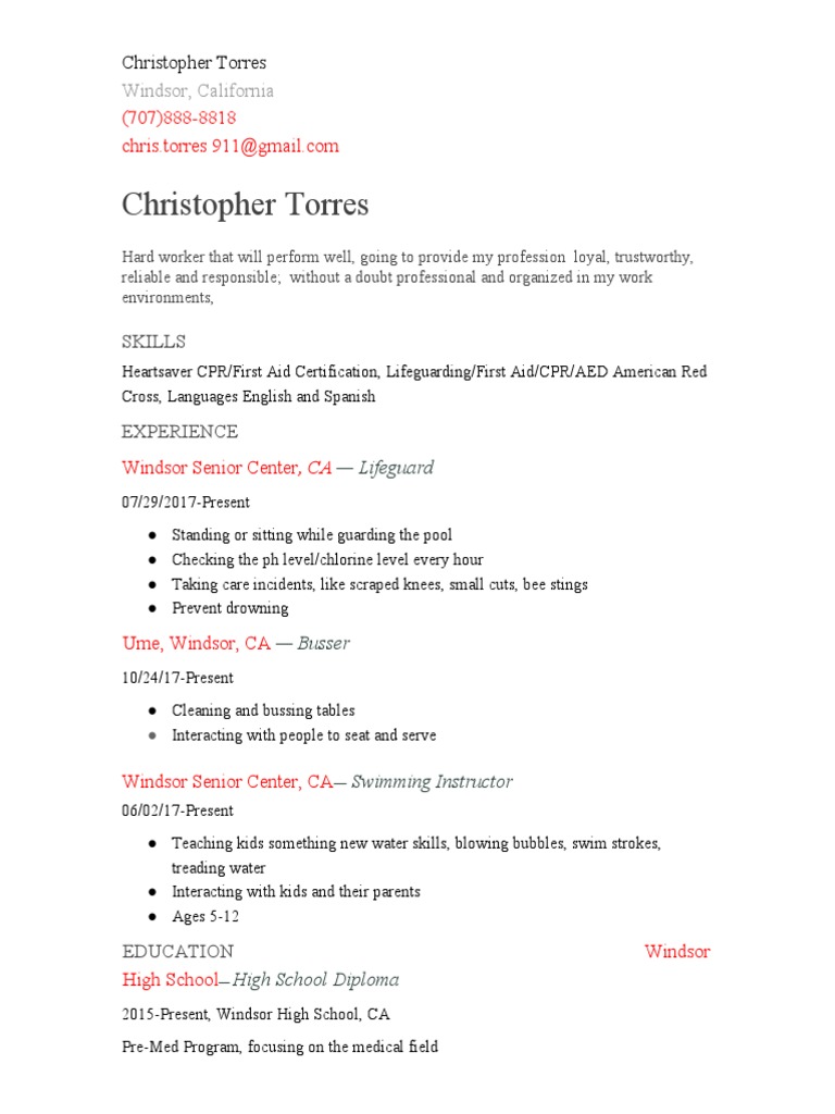 Christopher Torres: Windsor, California | PDF | Career & Growth ...