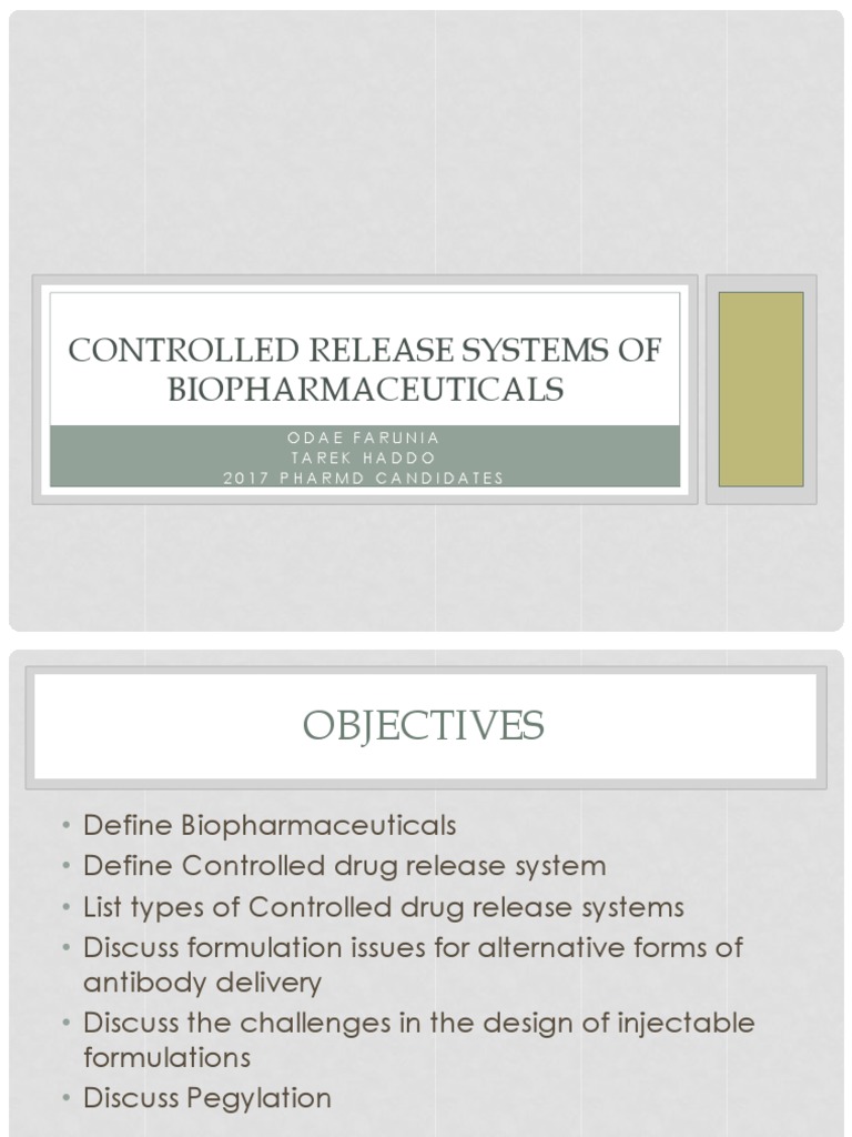 Biopharmaceuticals and Controlled Release Systems | PDF ...