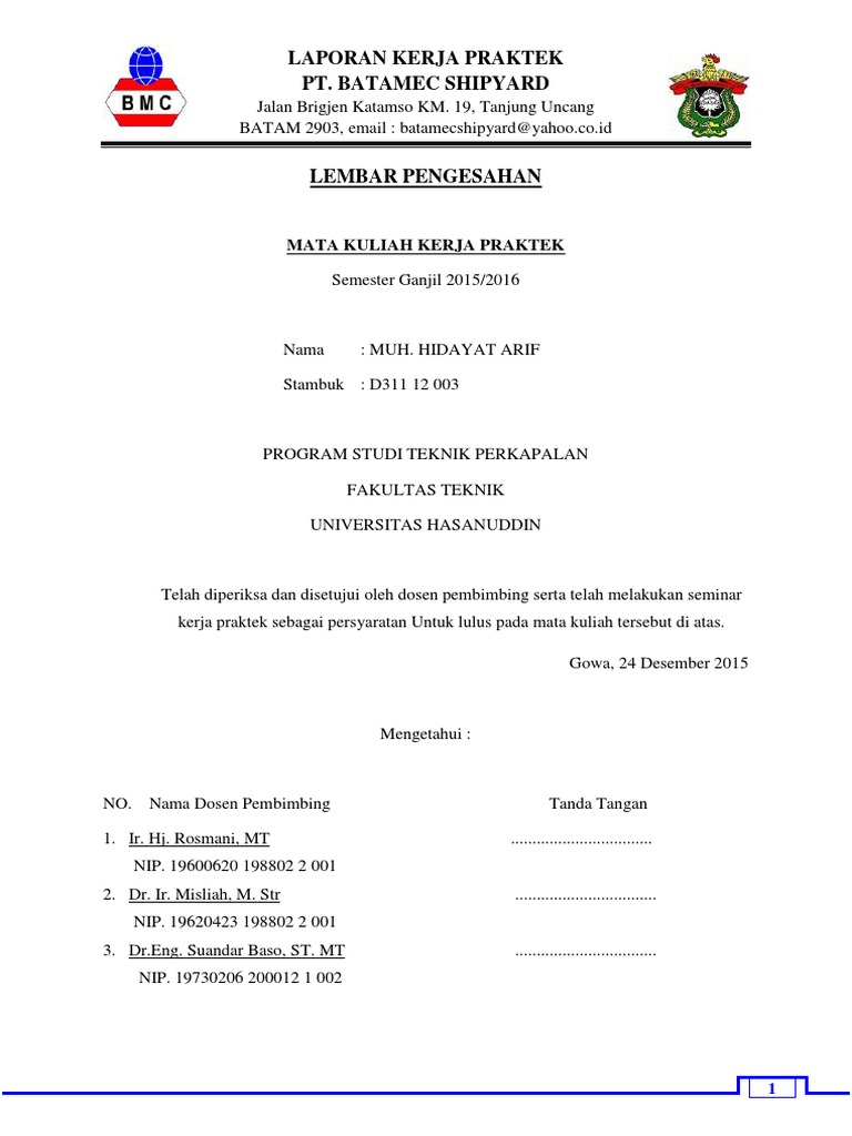 Laporan Kerja Praktek Batamec Shipyard | PDF
