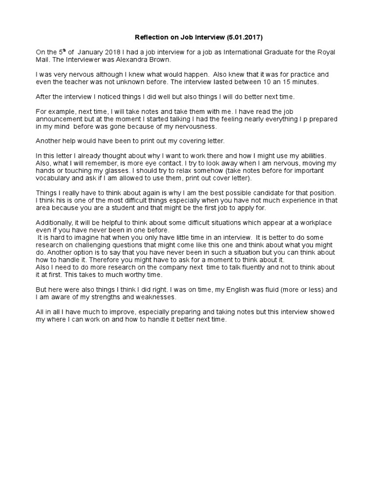 Reflection Job Interview | PDF