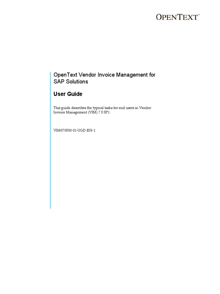 OpenText Vendor Invoice Management For SAP Solutions 7.5 SP1 - User ...