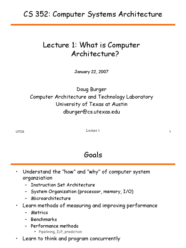 CS 352: Computer Systems Architecture | PDF | Central Processing Unit | System On A Chip