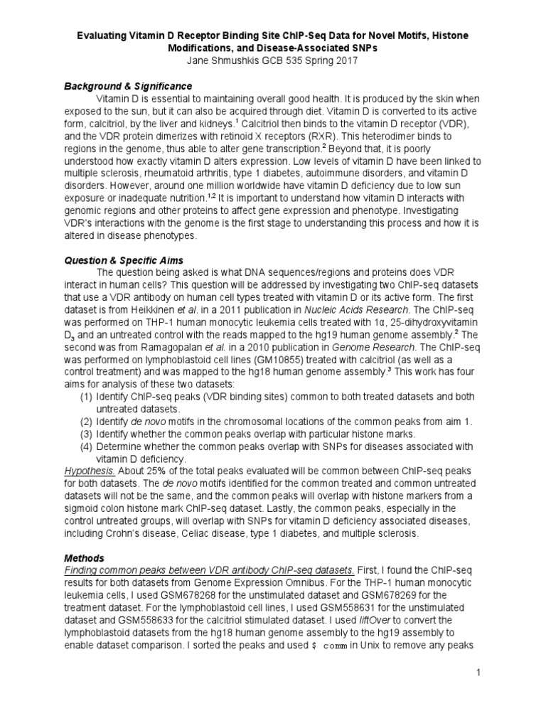 VDR ChIP-Seq Analysis: Motifs & SNPs | PDF | Vitamin D | Gene Expression