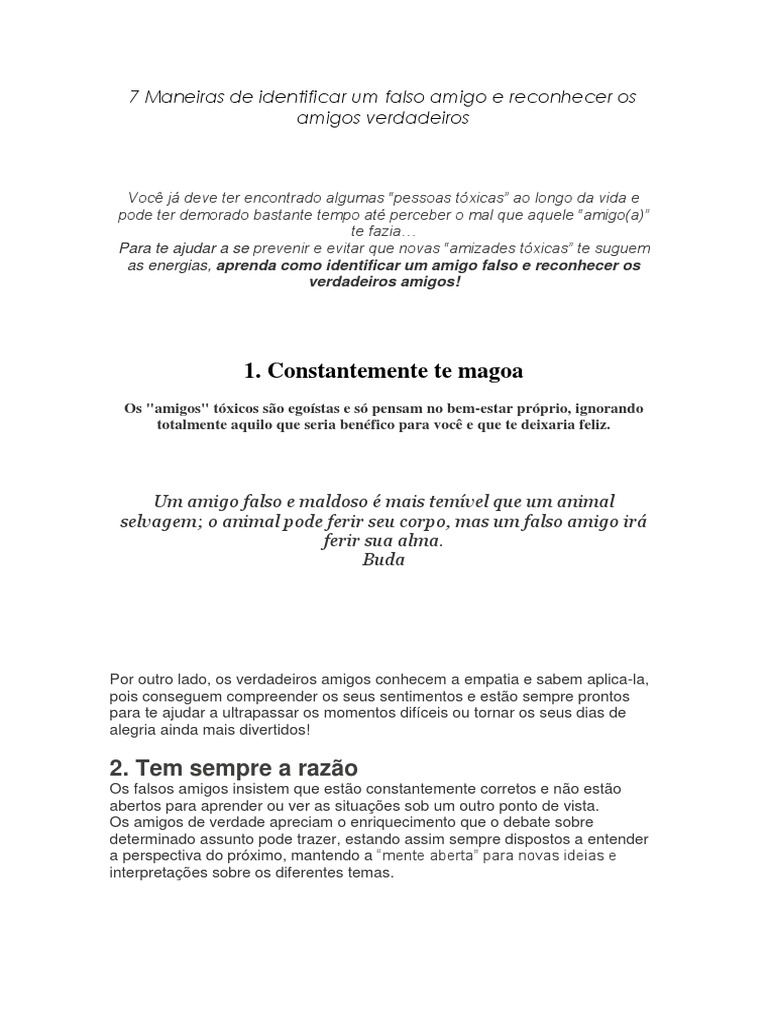 7 Maneiras De Identificar Um Falso Amigo E Reconhecer Os Amigos