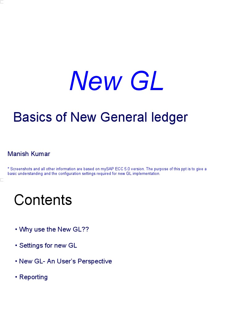 Basics of New General Ledger | PDF