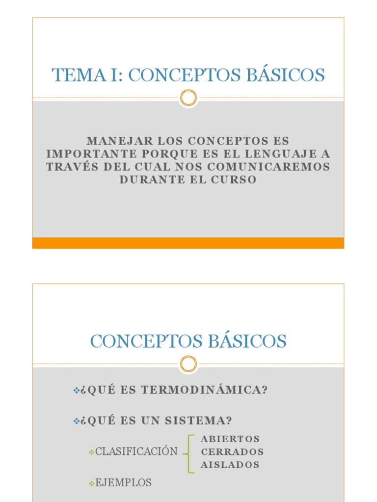 Tema 1 Conceptos Basicos de Termodinamica | PDF | Termodinámica | Importar