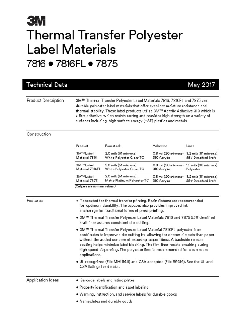 3M 7816 | PDF | Adhesive | Trademark