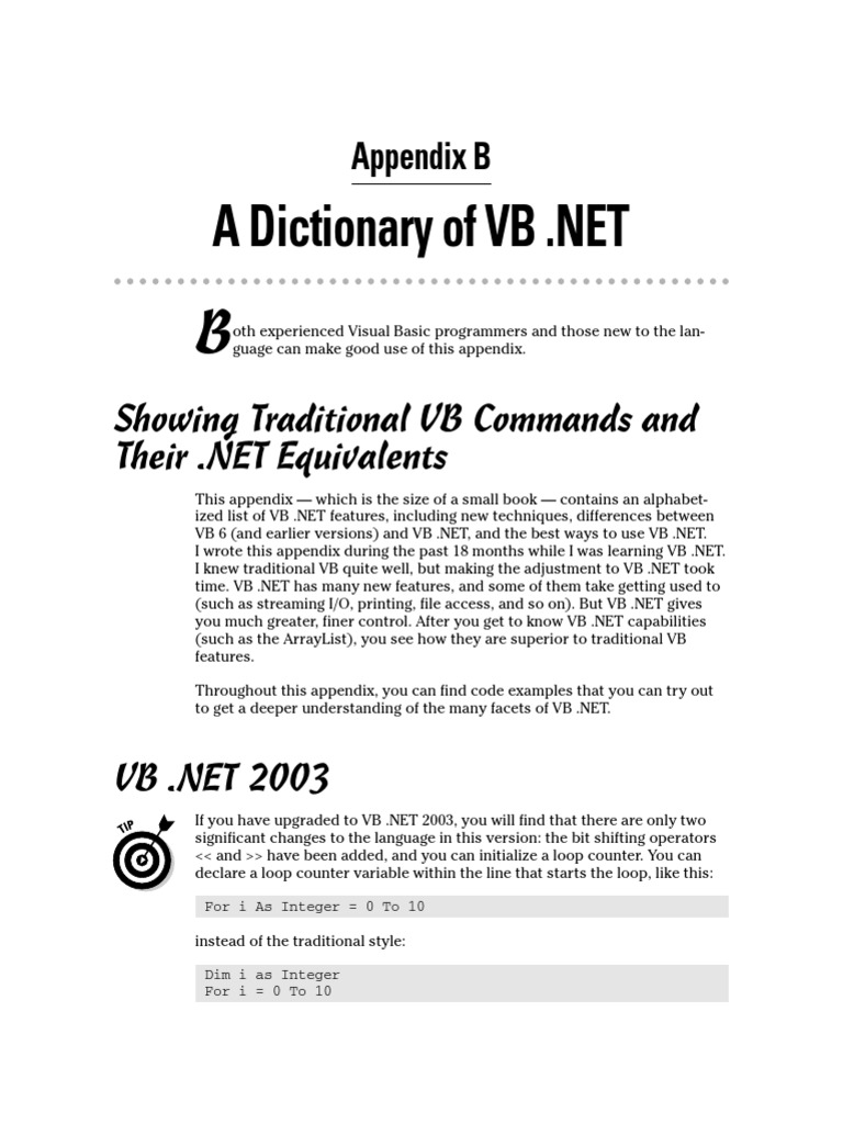 Dictionary of VB NET | Download Free PDF | Visual Basic .Net | Parameter (Computer Programming)