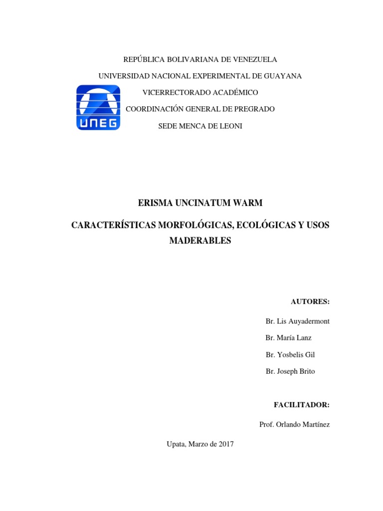 Trabajo Erisma Uncinatum Warm | PDF | Los bosques | Arboles