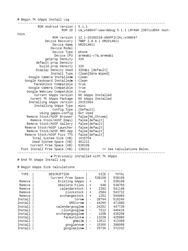 TK Gapps Log | PDF | Android (Operating System) | Embedded Linux Distributions