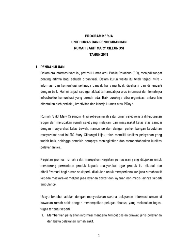 Program Kerja Humas 2018 | PDF