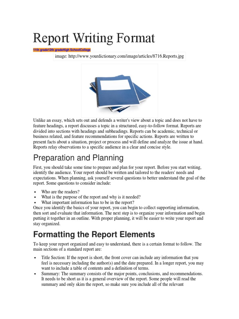 Report Writing Format: Preparation and Planning | PDF | Essays | Writing