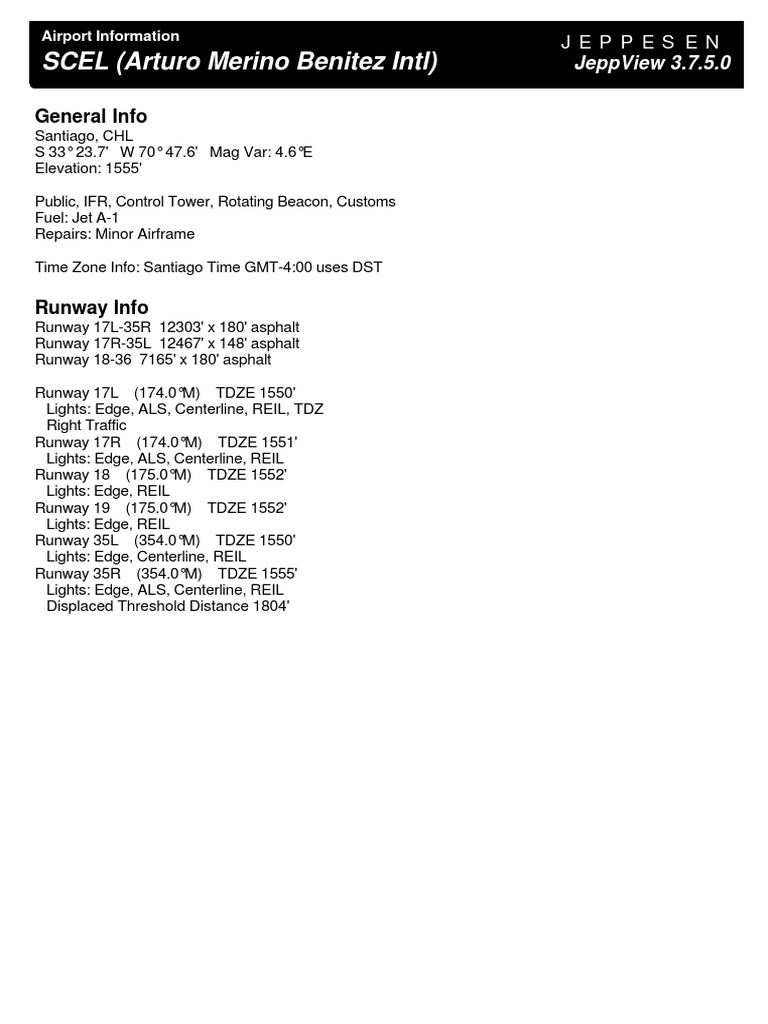 Santiago Airport SCEL Overview | PDF