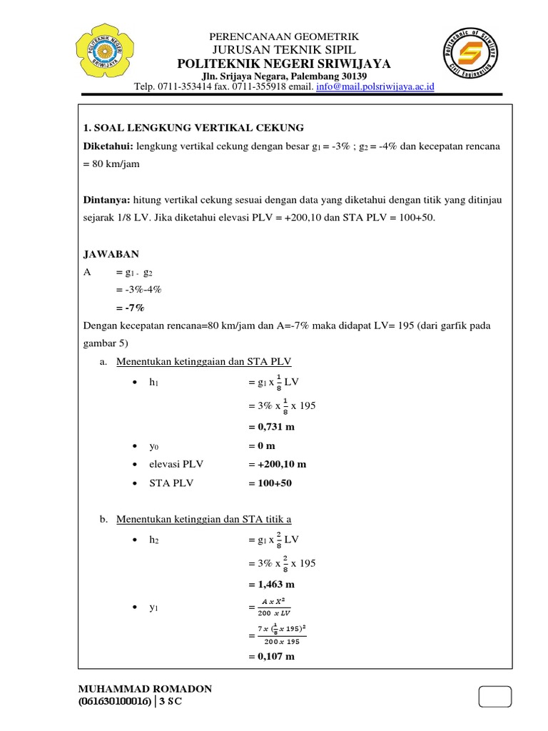 Lengkung Vertikal Cekung | PDF