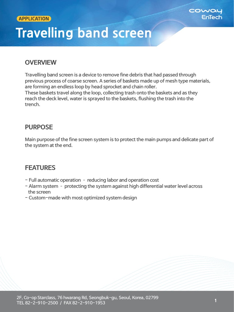 Travelling Band Screen | PDF