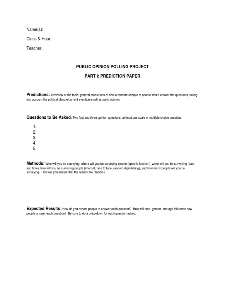 Public Opinion Polling Project Prediction Paper Template | PDF