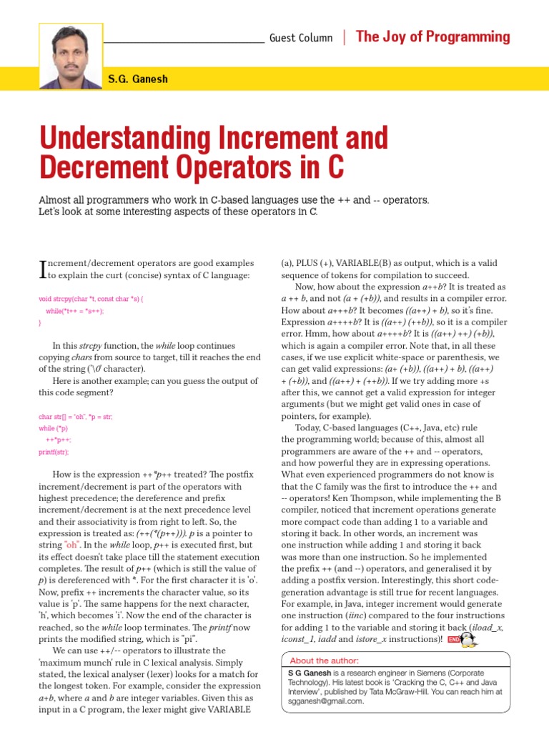 Understanding Increment and Decrement Operators in C: - The Joy of ...