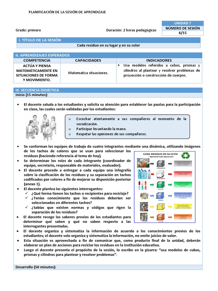 Mat1-U7-Sesion 06 | PDF | Residuos | Maestros