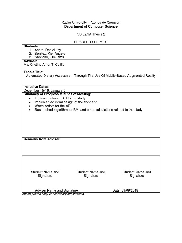 CS Thesis Progress Report | PDF | Technology & Engineering