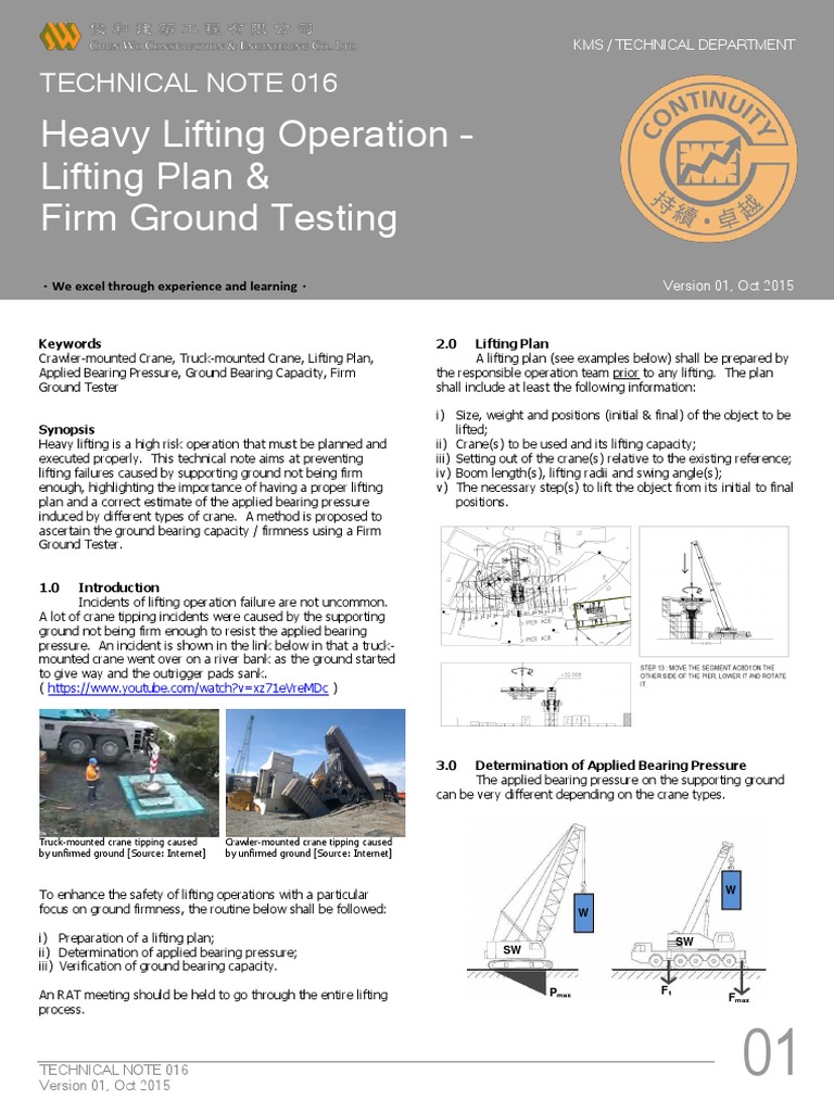 Technical Note 016 - Ground Bearing PR | PDF | Crane (Machine) | Pressure