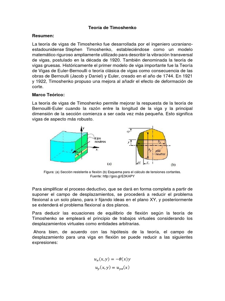 Teoría de Timoshenko | PDF | Doblar | Física Aplicada e Interdisciplinaria