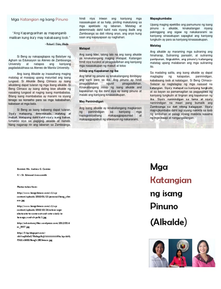 Mga Katangian NG Isang Pinuno Jan 10 | PDF