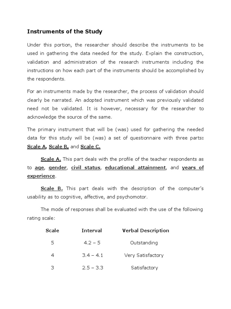 Instruments of The Study | PDF