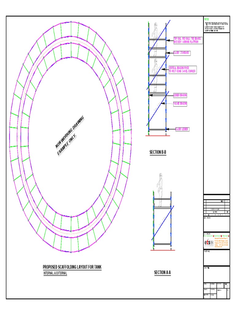Section B-B: Non Working Drawing Example Only | PDF | Bamboo | Scaffolding