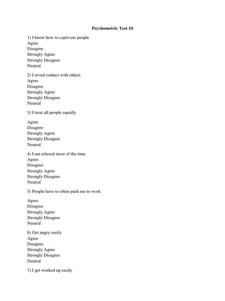 Micat Psychometric Test | PDF