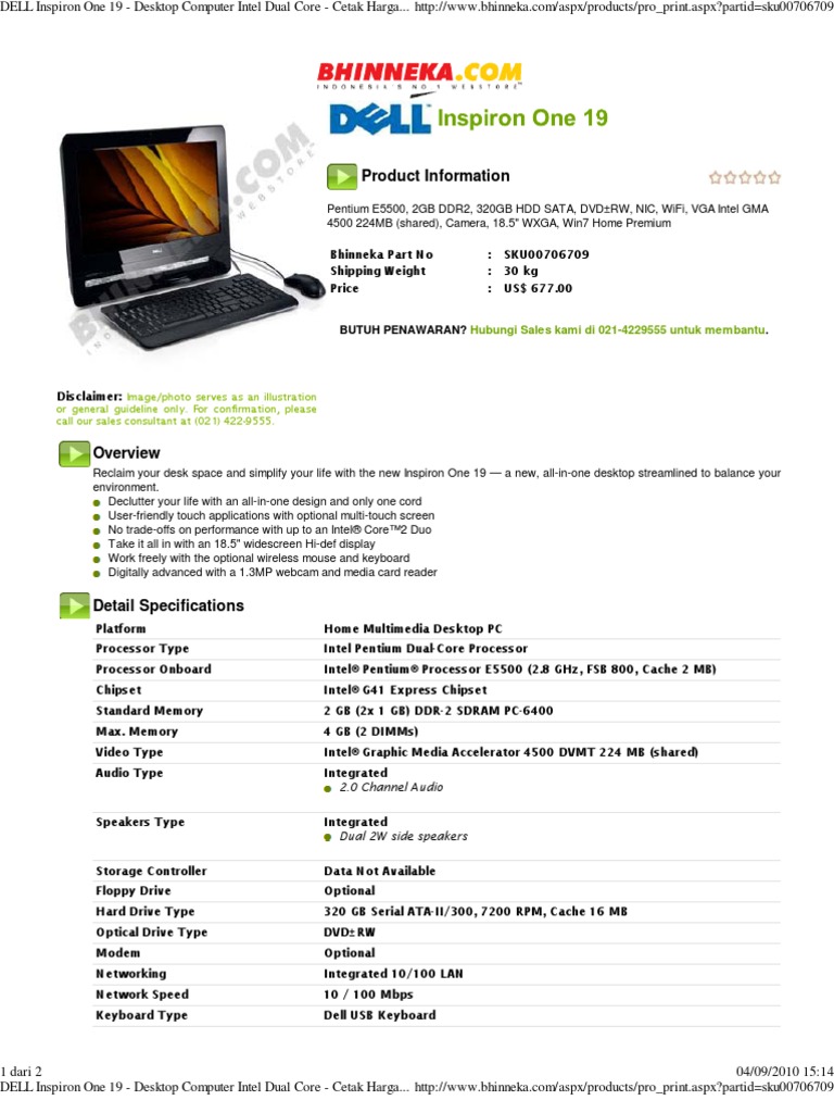 Laptop - Dell Inspiron One 19 - Desk.. | PDF | Secure Digital | Desktop ...