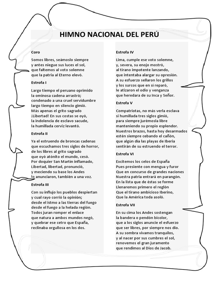 Himno Nacional Del Perú | PDF | Entretenimiento (general)