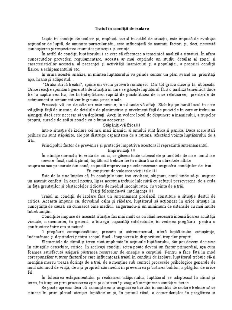 Manual de Supraviețuire Forțe Pentru Operații Speciale (Corectat) | PDF