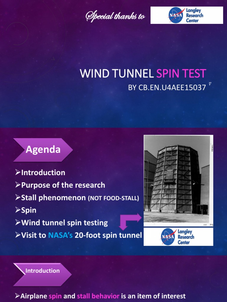 Wind Tunnel Spin Test | PDF | Stall (Fluid Mechanics) | Wind Tunnel