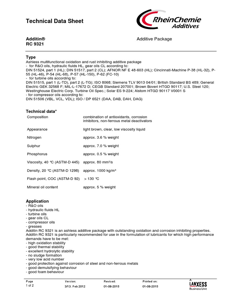 En Additin RC 93210 | Motor Oil | Corrosion