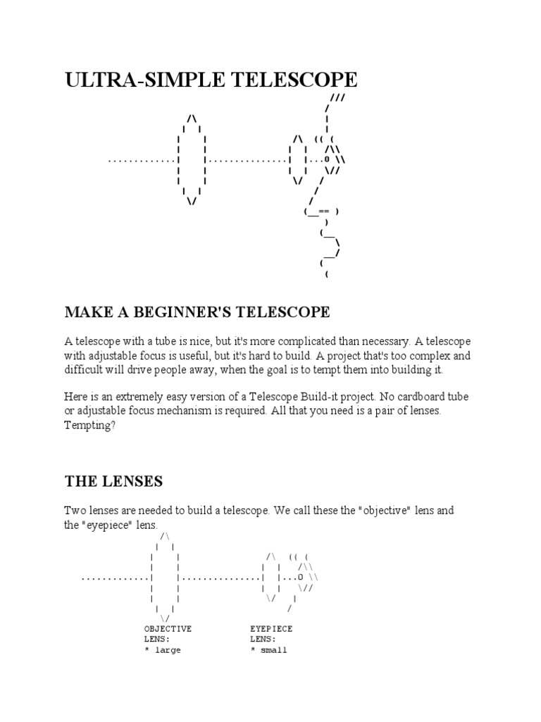 Ultra-Simple Telescope: Make A Beginner'S Telescope | PDF | Lens ...