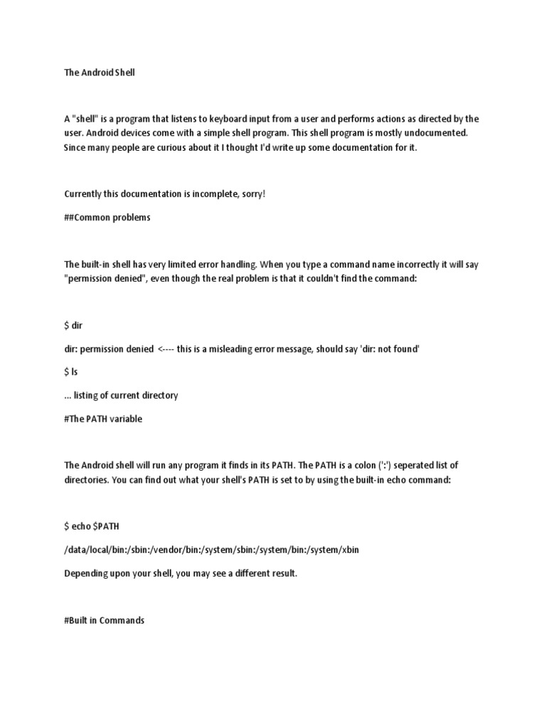 Android Shell | PDF | Shell (Computing) | Command Line Interface