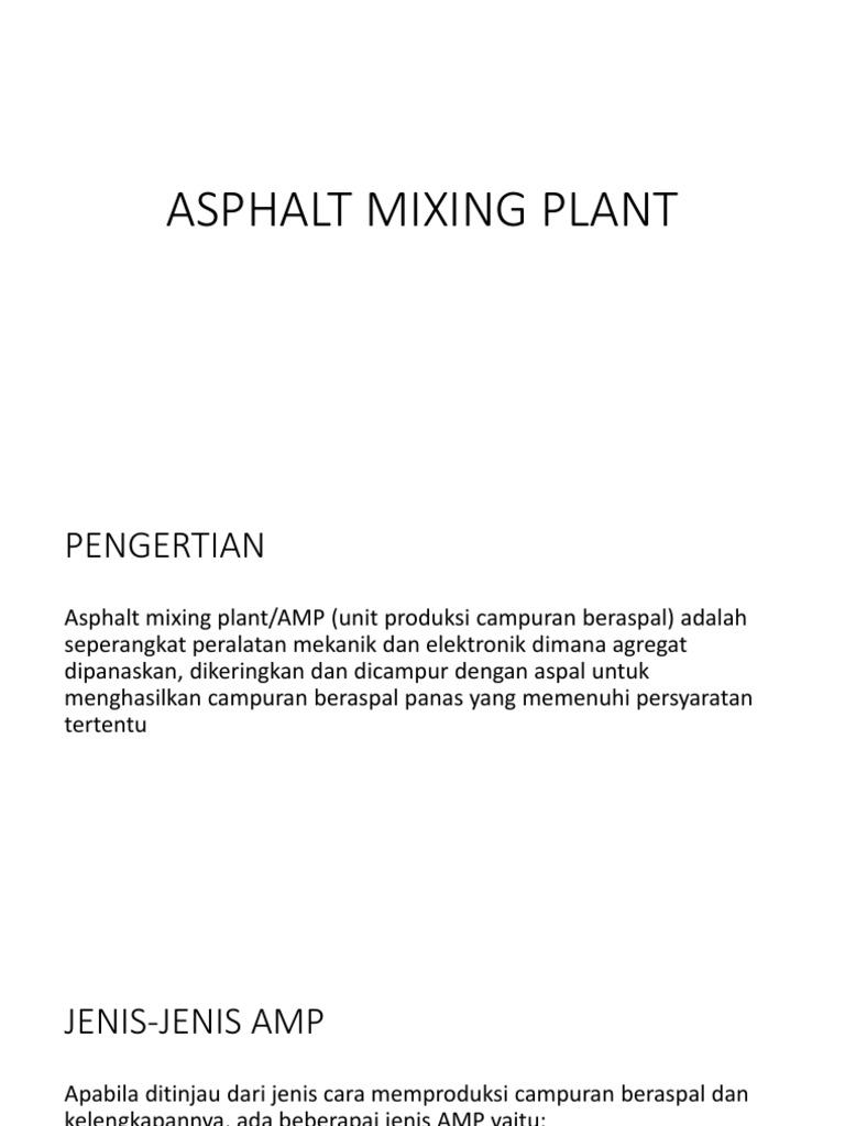 (Presentasi) Aspal Mixing Plant | PDF