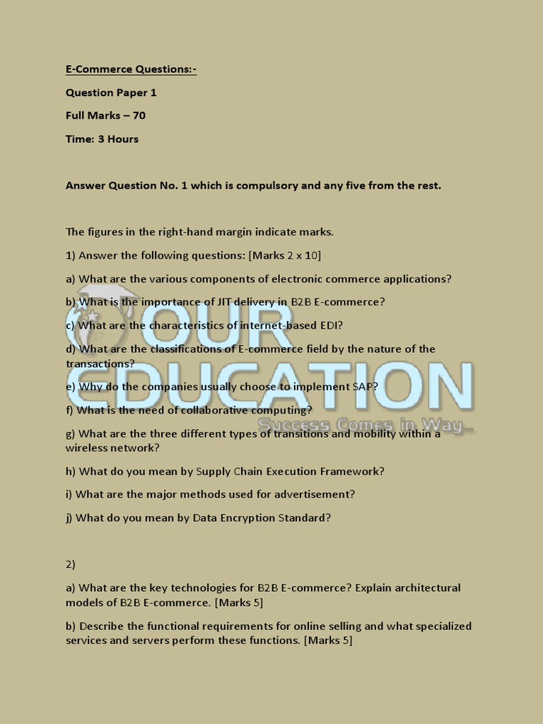 E Commerce Question Bank | PDF | E Commerce | Electronic Business