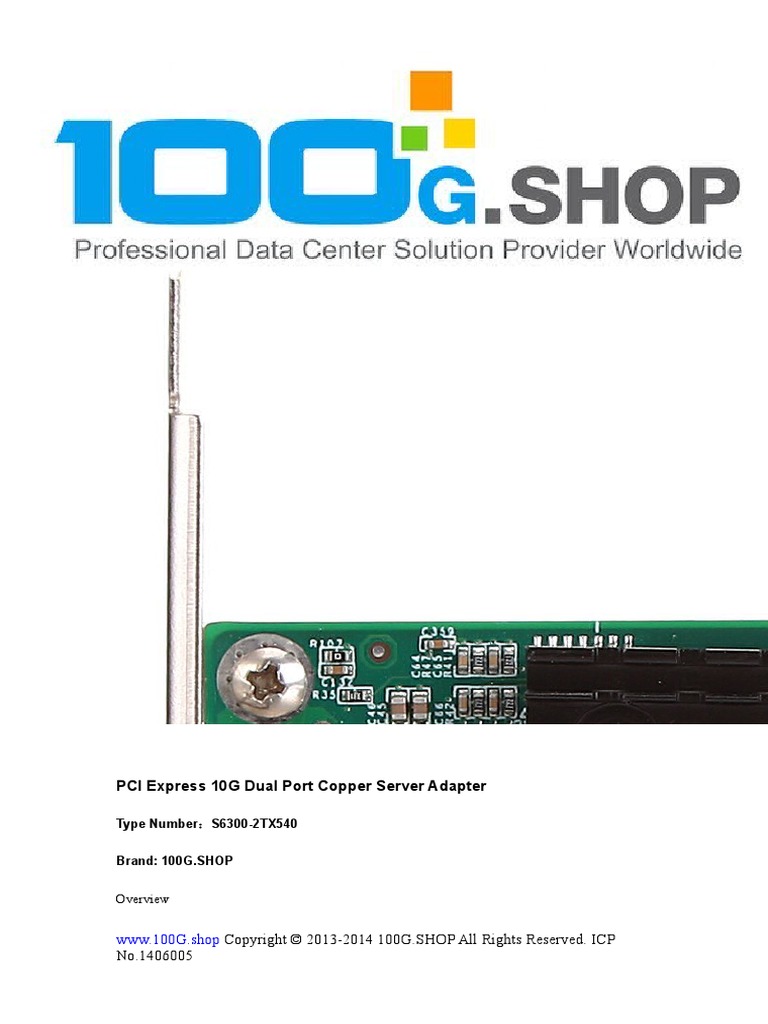 PCI Express 10G Dual Port Copper Server Adapter | PDF | Ethernet | Network Interface Controller