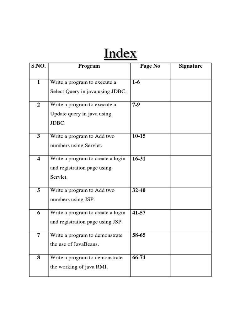 Java Database And Web Programming Index Pdf Java Server Pages 0598