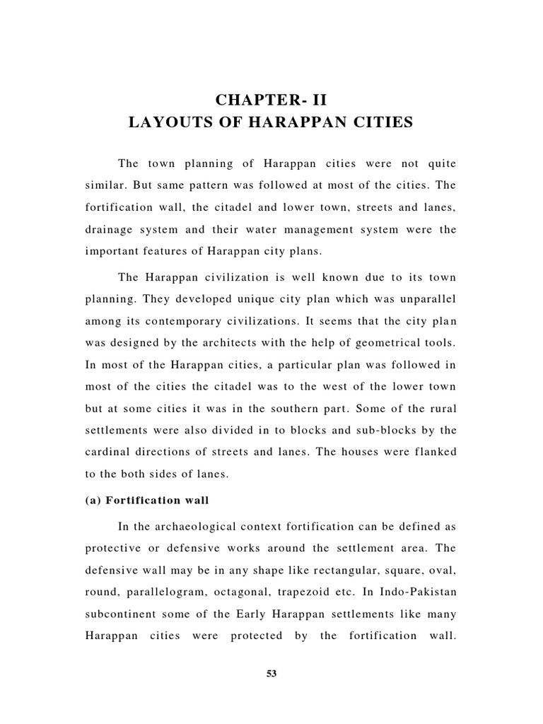 Layouts and Fortification Walls of Major Harappan Cities | PDF ...