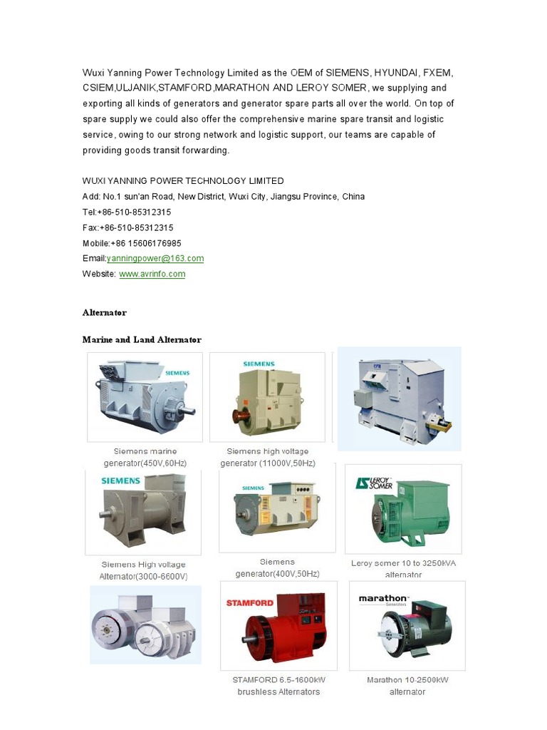All Avr. | PDF | Electric Generator | Components