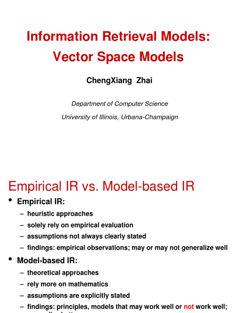 Information Retrieval Models: Vector Space Models: Chengxiang Zhai ...