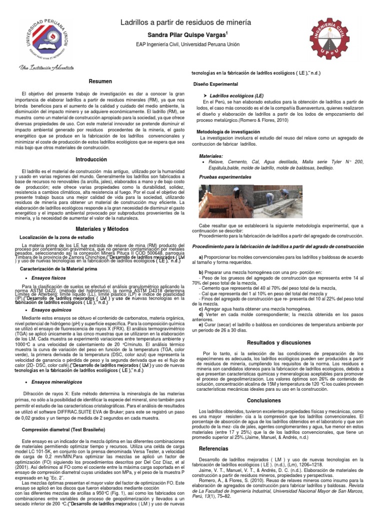 Sandra Pilar Quispe Vargas | PDF | Ladrillo | Materiales de construcción