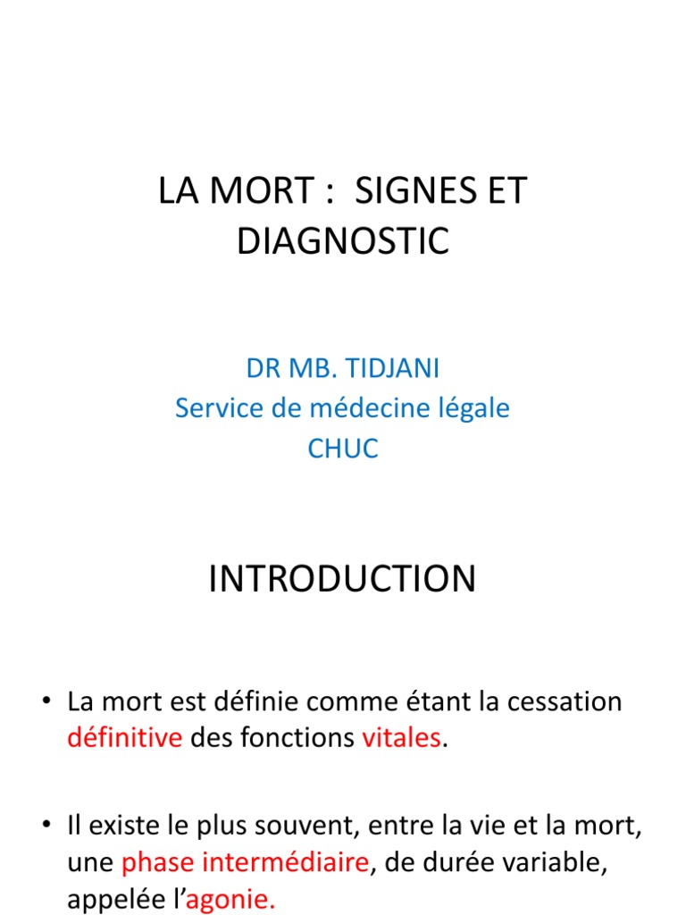 Diagnostic et Signes de la Mort | PDF | Spécialités médicales | Médecine