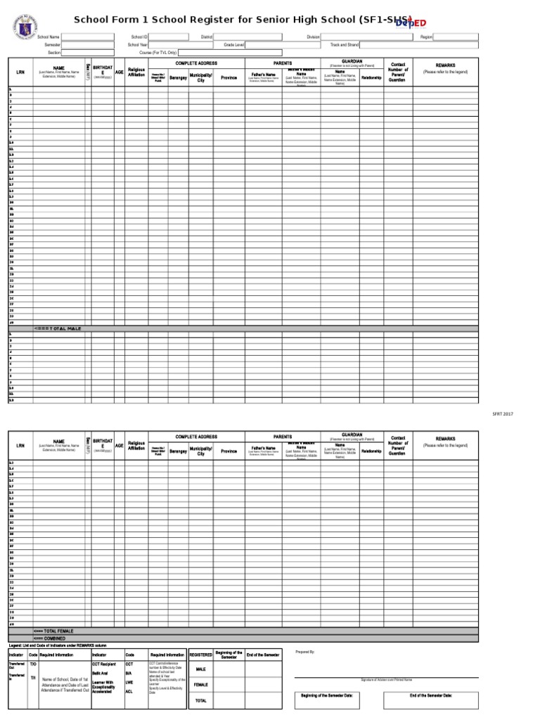 Senior High School Registration Forms | PDF | Social Institutions ...